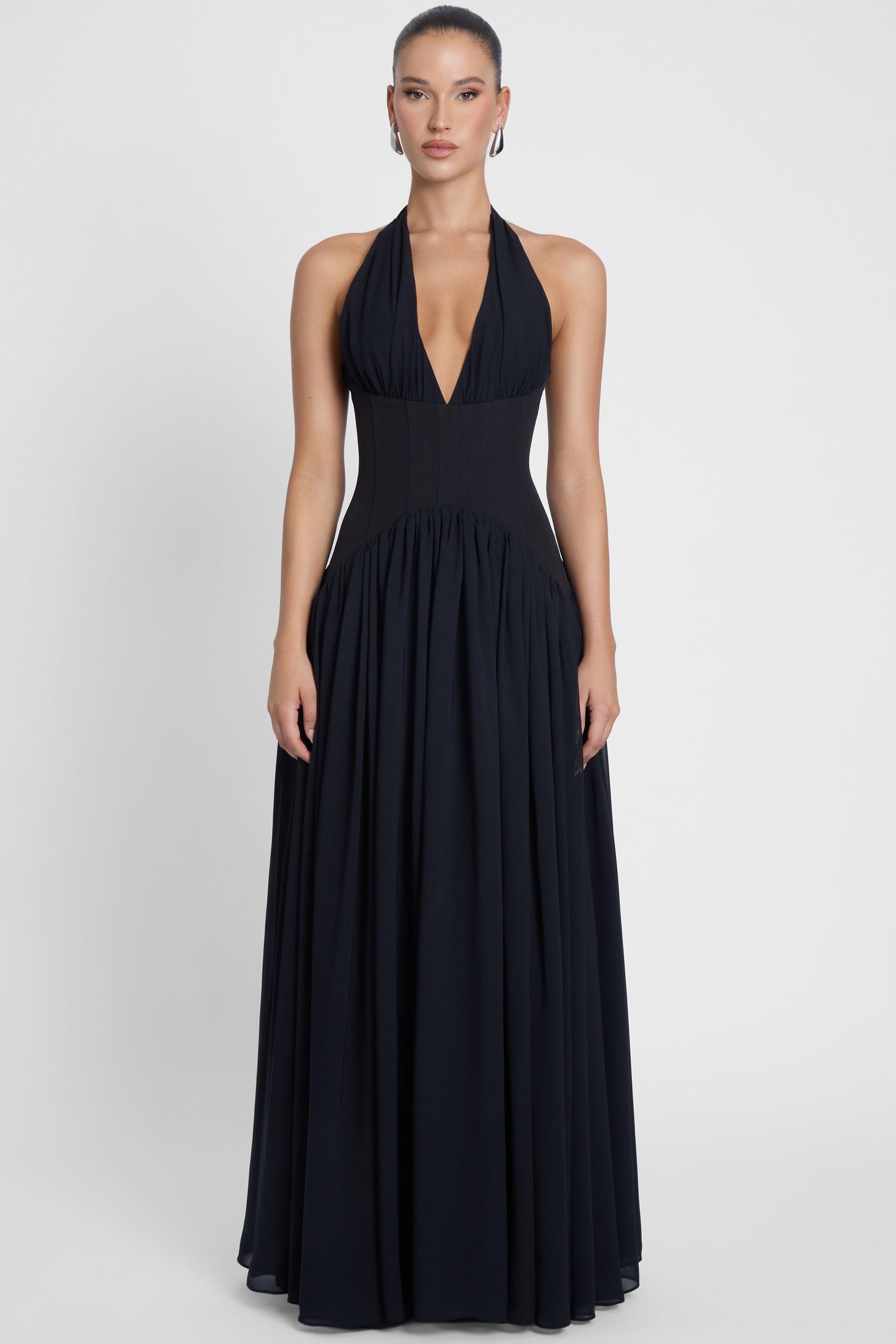 Harlowe Corset Maxi Dress - Black
