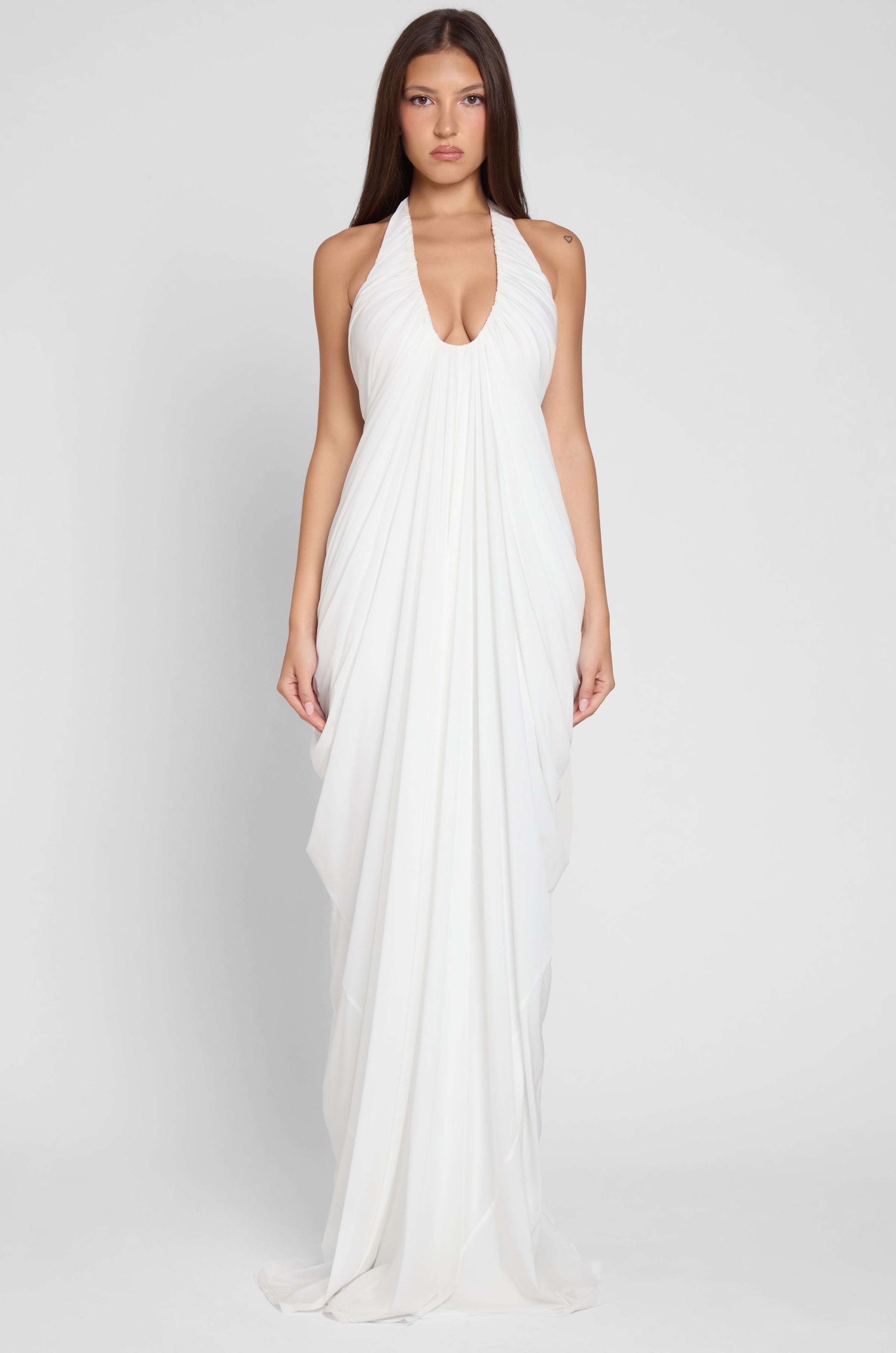 Cascade Drape Gown - White